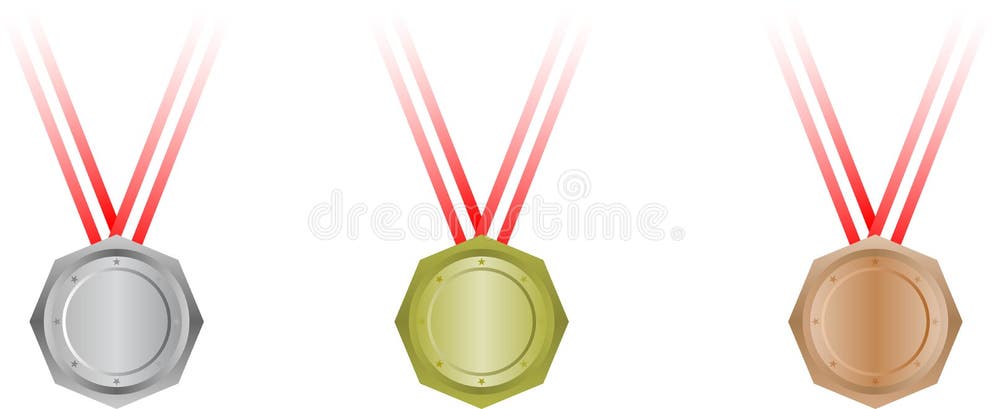 Set of Three Octagonal Medals Stock Vector - Illustration of award ...