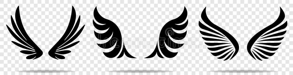 Set of Three Pairs of Wings with Shadow Stock Vector - Illustration of ...