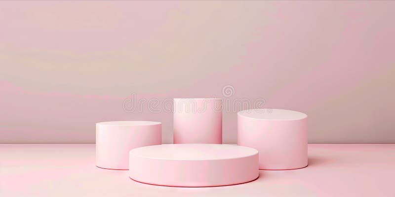 A Set of Three Pink Cylinders on a Pink Surface Stock Photo - Image of ...