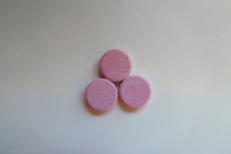 Set of Three Pink Oral Probiotic Tablets Stock Photo - Image of ...
