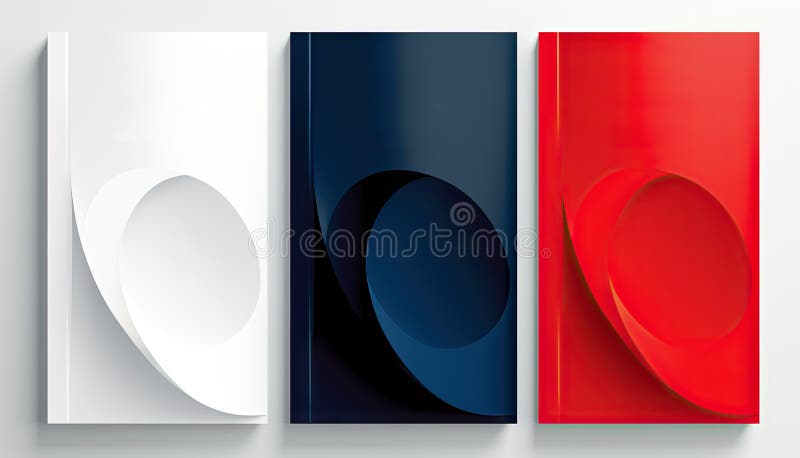 Set of Three Posters for Cover Design with Abstract Circular Cutout ...