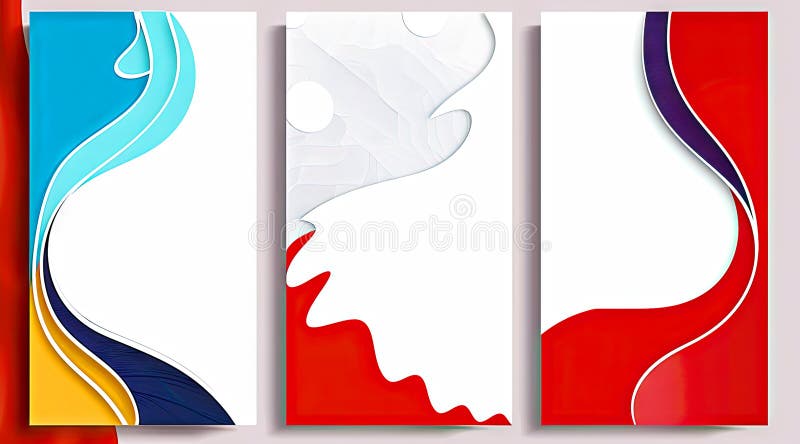 Set of Three Posters for Cover Design with Abstract Color Accents and ...