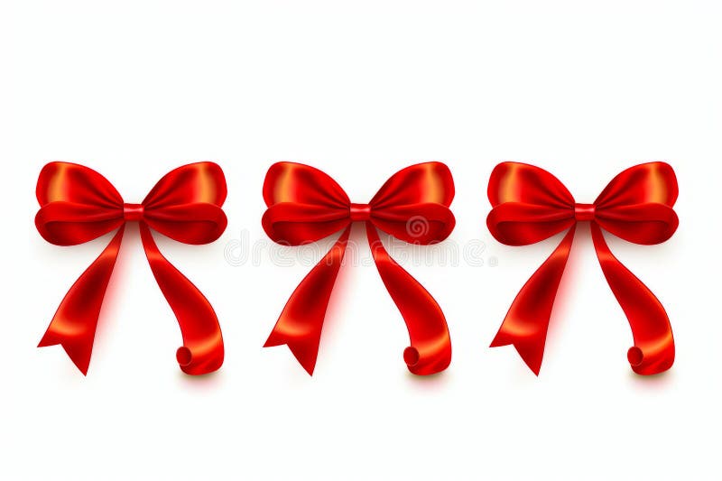 Set of Three Red Bows with Long Tail and Bow. Generative AI Stock ...