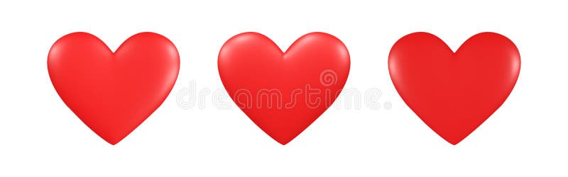 Set of Three Red Hearts with Different Falling Light, . Stock ...