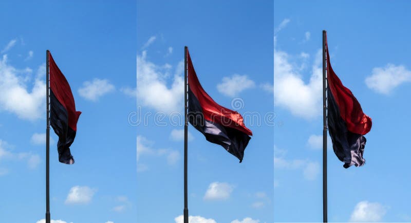 Set of Three Right Sector Flags Isolated on Blue Sky Background Stock ...