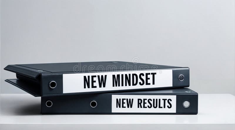 3 Ring Binders with the Text Word "New Mindset" on the Side Stock ...
