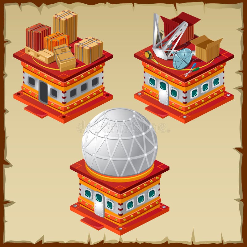 Set of Three Scientific Different Stations Stock Vector - Illustration ...