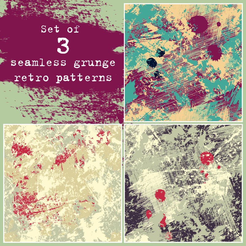 Set of Three Seamless Grunge Patterns Stock Vector - Illustration of ...
