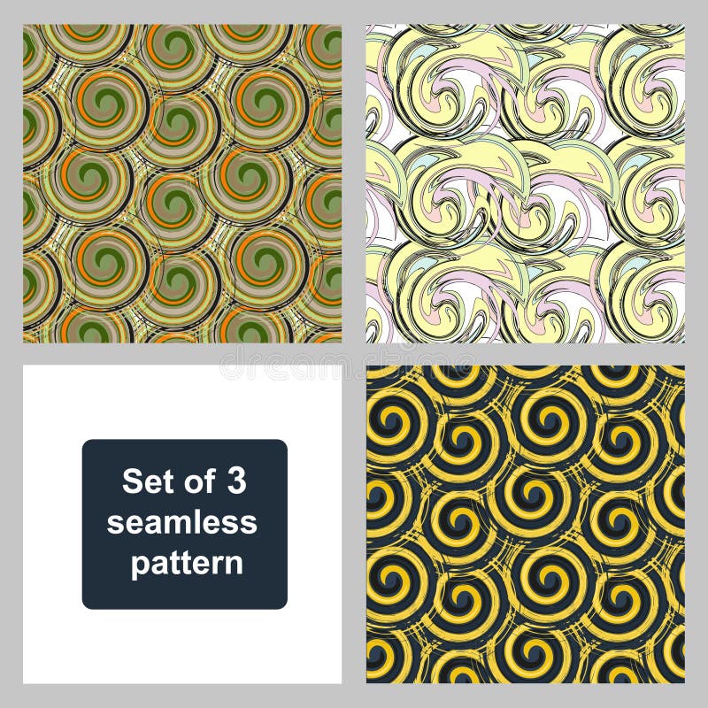 Set of Three Seamless Patterns. Vector Design. Multi-colored Patterns ...