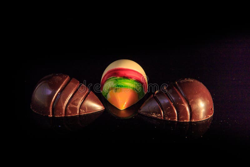 Set of Three Shell-shaped Black and White Chocolate Candies Stock Image ...