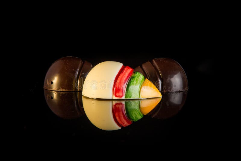 Set of Three Shell-shaped Black and White Chocolate Candies Stock Image ...