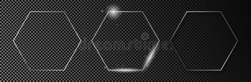 Silver Glowing Hexagon Frame Stock Vector - Illustration of modern ...