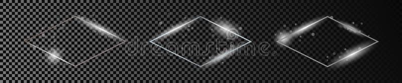 Silver Glowing Rhombus Shape Frame Stock Vector - Illustration of curve ...
