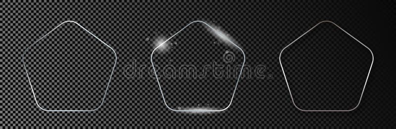 Silver Glowing Rounded Pentagon Shape Frame Stock Vector - Illustration ...