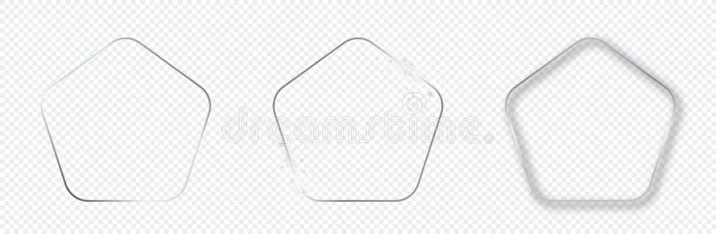 Silver Glowing Rounded Pentagon Shape Frame Stock Vector - Illustration ...