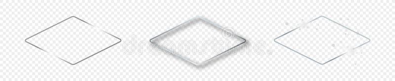 Silver Glowing Rounded Rhombus Shape Frame Stock Vector - Illustration ...