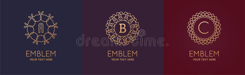Set of Three Simple and Elegant Monogram Design Template with Letters ...