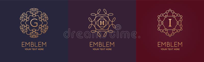 Set of Three Simple and Elegant Monogram Design Template with Letters ...