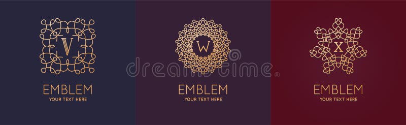 Set of Three Simple and Elegant Monogram Design Template with Letters ...