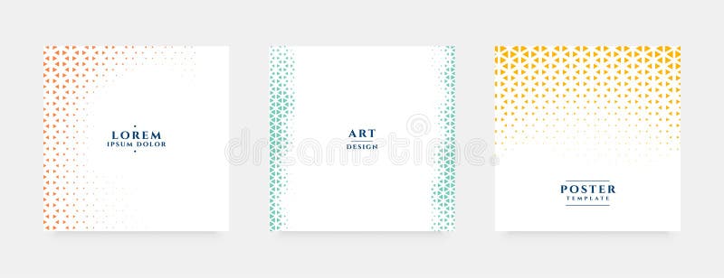 Set of Three Simple Halftone Geometric Texture Background Stock Vector ...