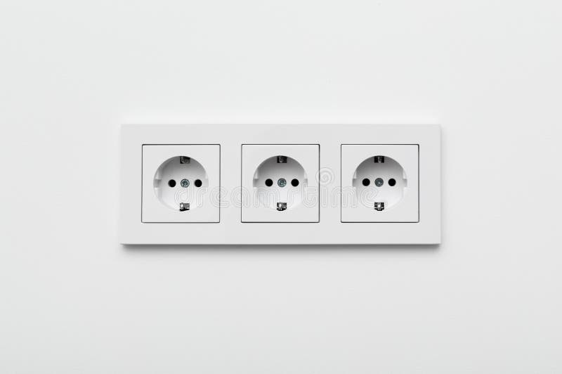 Set of Three Sockets on the Wall Stock Photo - Image of triple, room ...