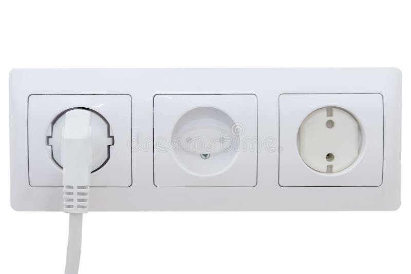Set of Three Sockets on White Isolated Background. Childproof, Safety ...