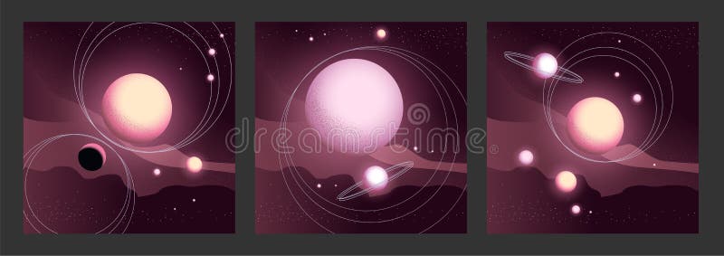 Set of Three Scalable Vector Square Posters with Abstract Cosmic ...