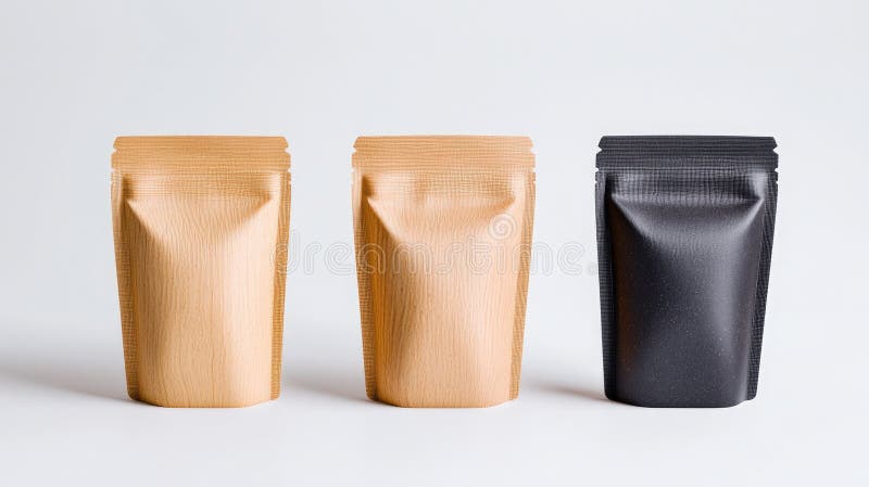 Set of Three Stylish Food Packaging Bags in Various Colors for Creative ...