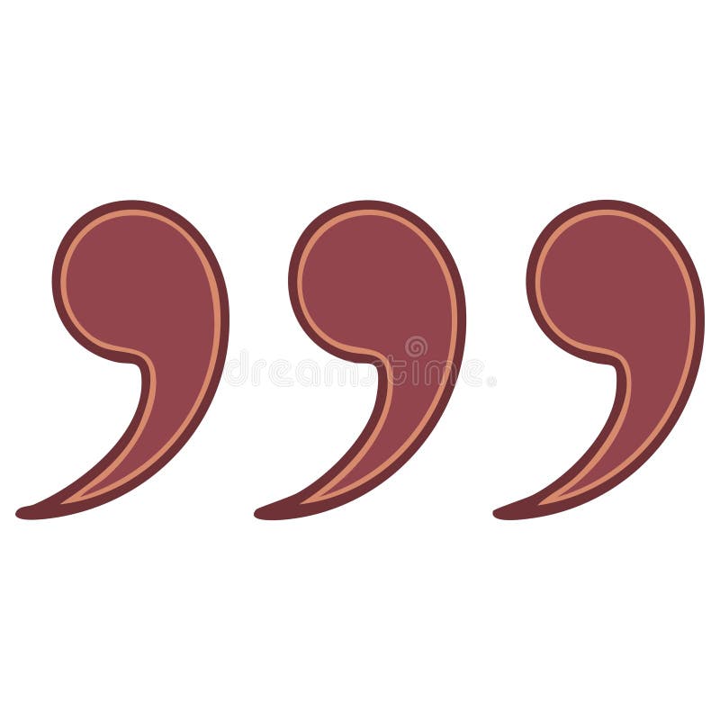 Set of Three Stylized Red Comma Punctuation Mark Icons for Design and ...