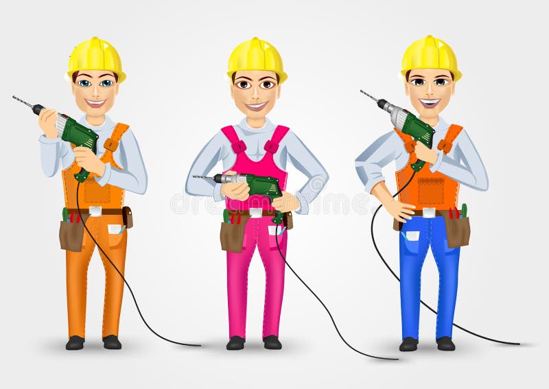 Set Three Technical Electrician Mechanic Stock Illustrations – 2 Set ...