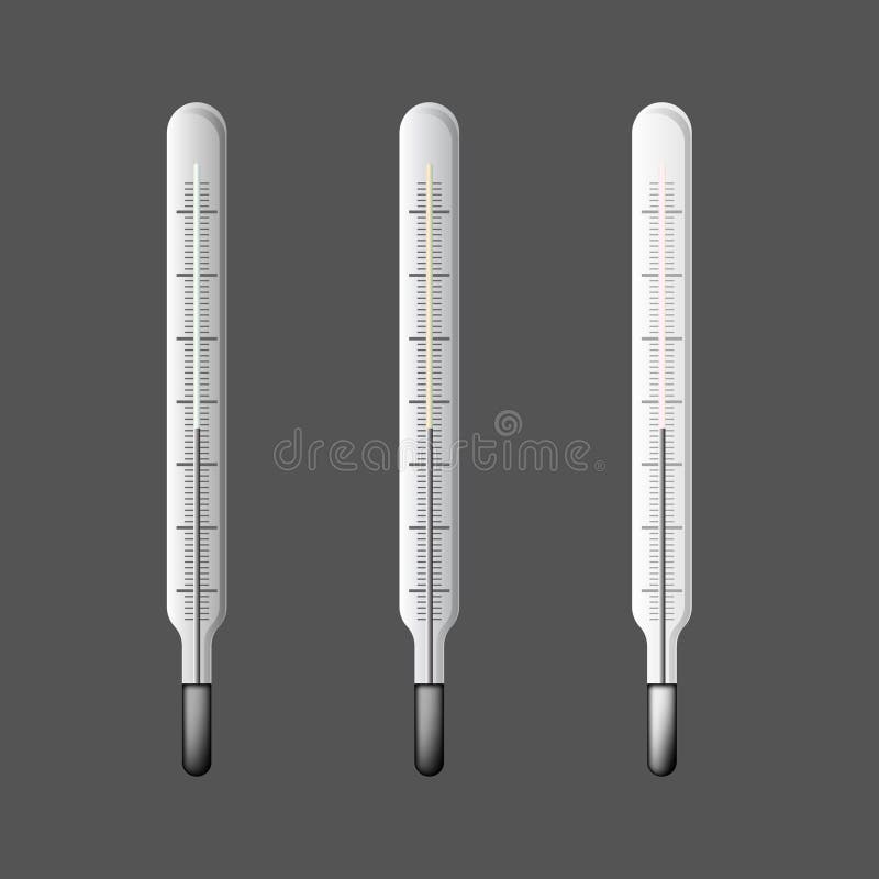 Set of Three Thermometers in Vector Stock Vector - Illustration of ...