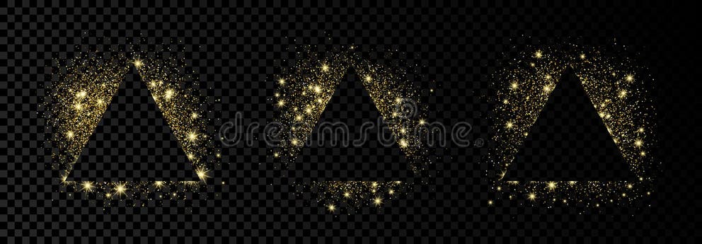 Set of Three Triangle Frames with Gold Glitte Stock Vector ...