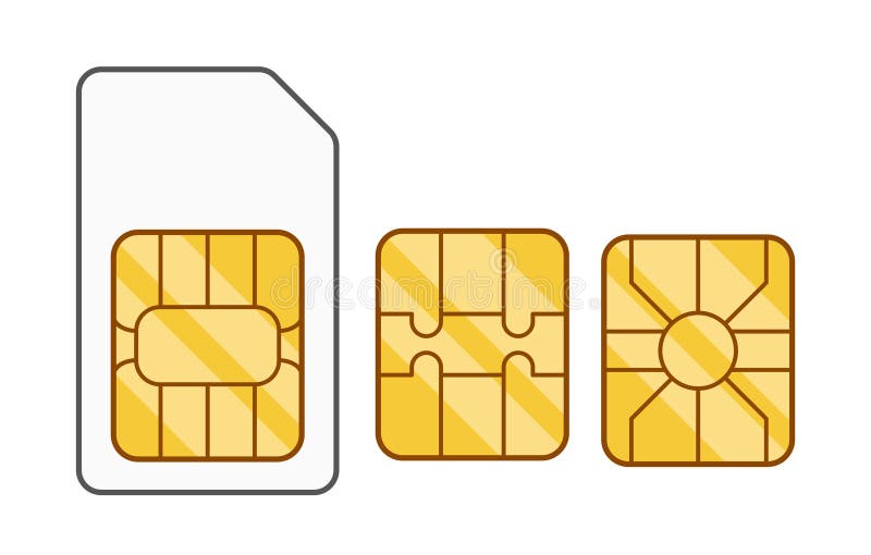 Set of Three Types of Sim Card Designs Each with Distinct Chip Circuit ...