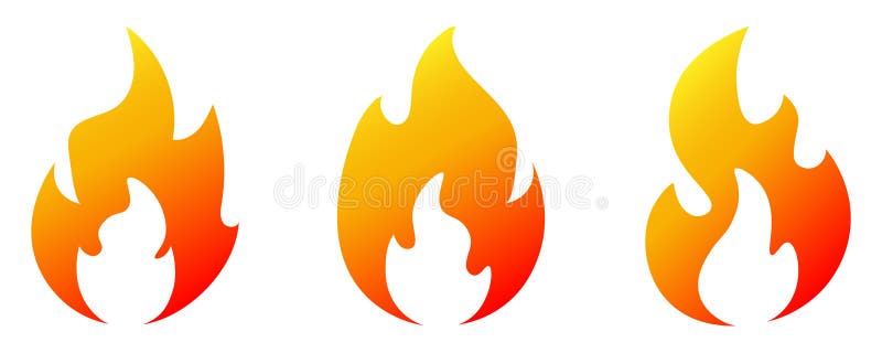 Set of Three Unique Fire Flames Isolated on Transparent Background ...