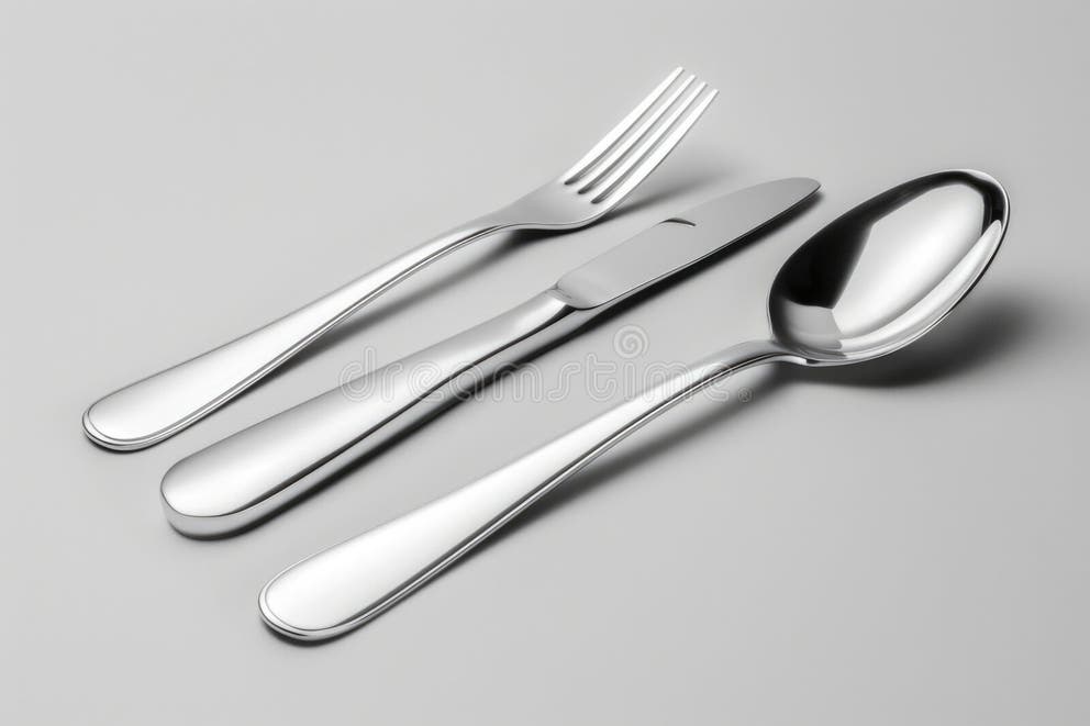 A Set of Three Utensils for Eating and Drinking Stock Image - Image of ...