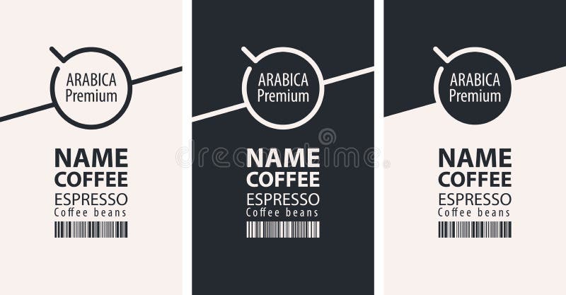 Set of Three Labels for Coffee Beans with Barcodes Stock Vector ...