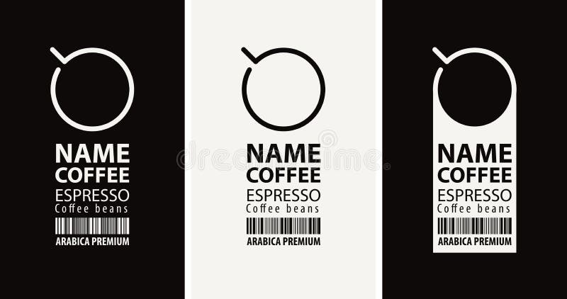 Set of Three Labels for Coffee Beans with Barcodes Stock Vector ...