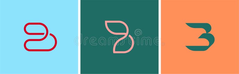 Set of Three Vector Logos. Linear Logo Monogram Letter B Stock Vector ...