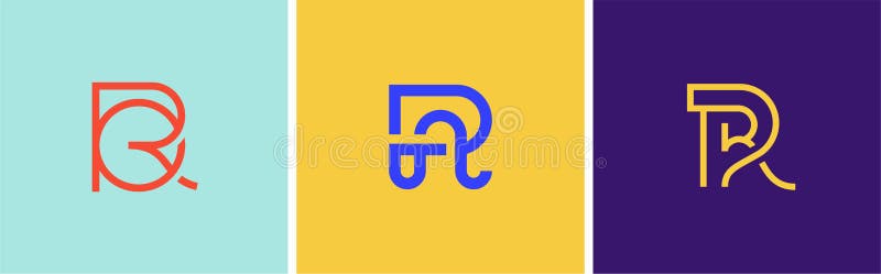 Set of Three Vector Logos. Linear Logo Monogram Letter R Stock Vector ...