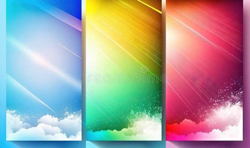A Set of Three Vertical Banners with Clouds and Stars on Them Stock ...