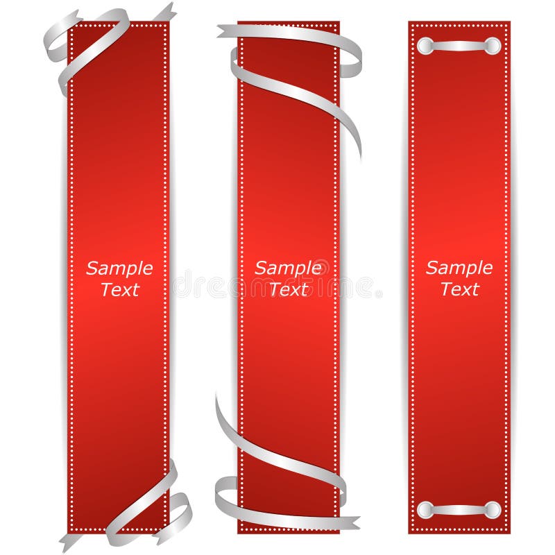 A Set Of Three Vertical Banners Red Ribbons. Stock Vector ...