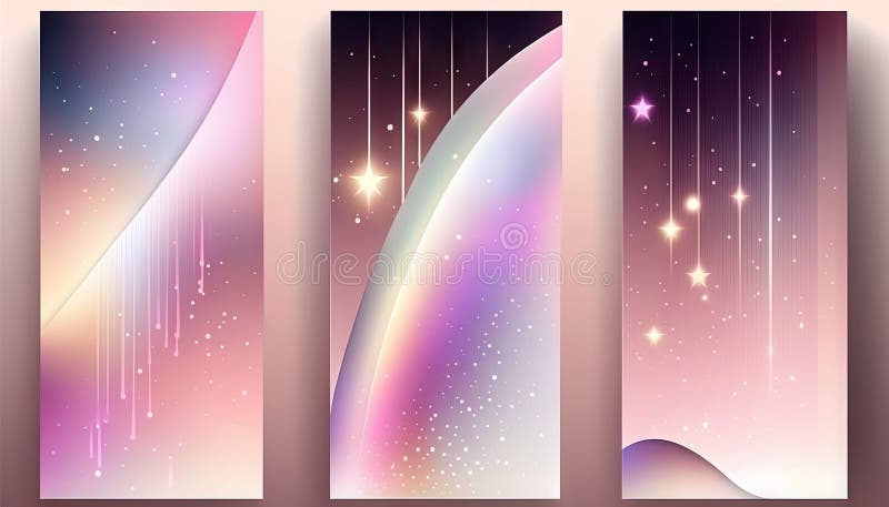 A Set of Three Vertical Banners with Stars and a Rainbow Stock ...