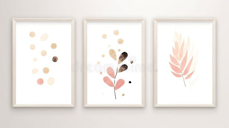 Set of Three Vertical Minimalistic Posters with Floral Design Elements ...