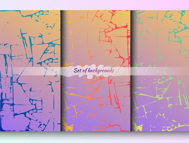 Set of Three Vibrant Geometric Vector Backgrounds with Cracks and ...