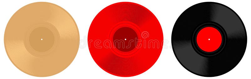 Set of Three Vinyl Disc Vintage Record, Red Black and Gold Stock Vector ...
