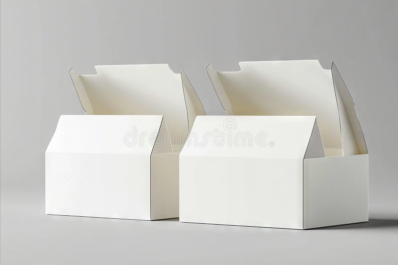 A Set of Three White Boxes Sitting on Top of Each Other Stock Photo ...