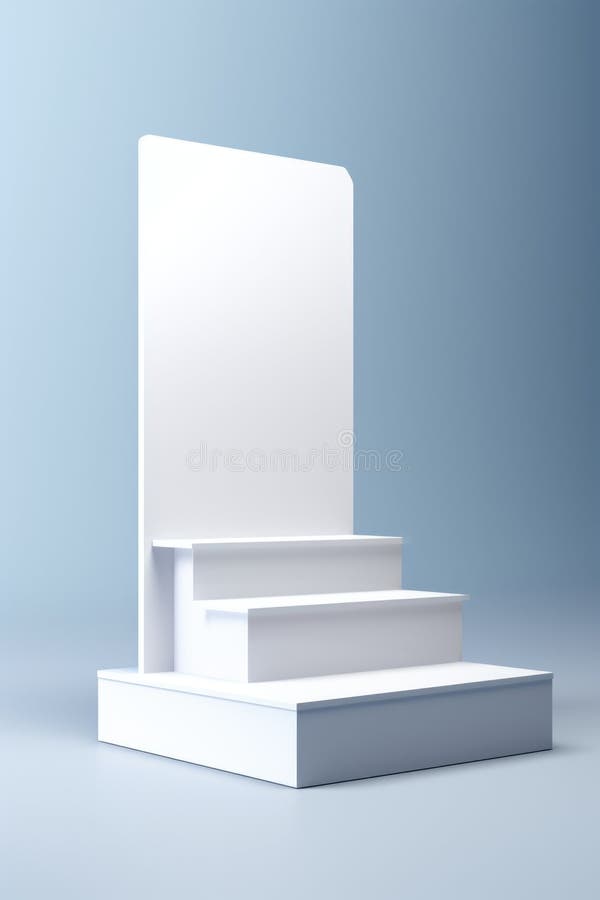 A Set of Three White Steps on a Blue Background Stock Illustration ...
