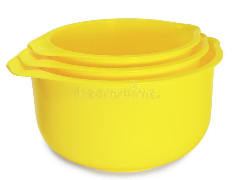 Set of Three Yellow Plastic Bowls Stock Image - Image of objects, food ...