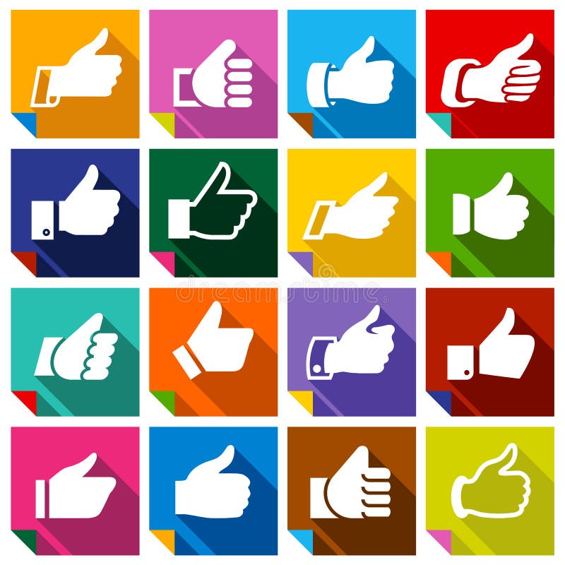 Set of 16 Thumbs up stock vector. Illustration of communication - 78674630