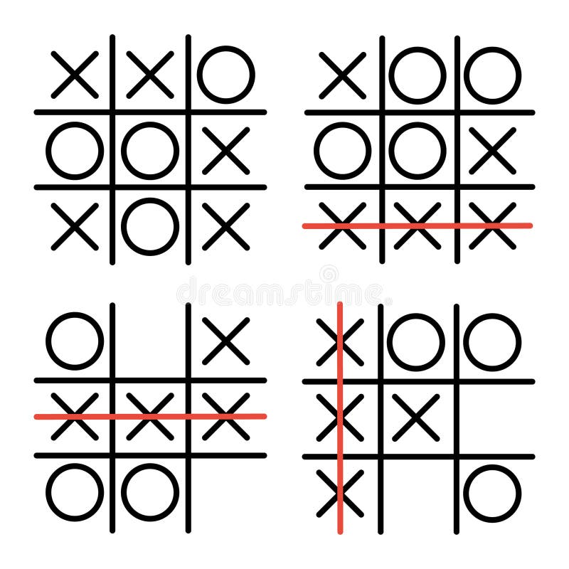 Set Tic Tac Toe in Hand Drawn Style. X-O Game. Editable Stroke Stock ...